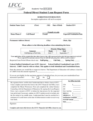 Fillable Online lfcc Federal Direct Stafford Loan Request Form - Lord Fairfax Fax Email Print ...