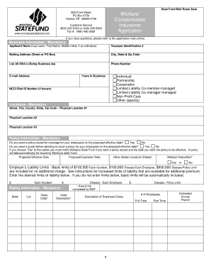 Fillable Online MSF Form 100a - Revised 1203 WC Insurance Application ...