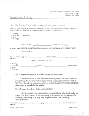 Fillable Online (Use this form to file a local law with the Secretary ...