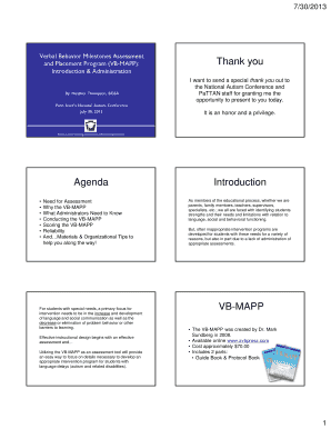Fillable Online Verbal Behavior Milestones Assessment Fax Email Print ...