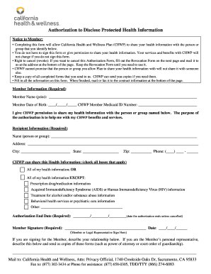 Fillable Online Authorization to Disclose Protected Health Information ...