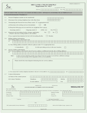 Fillable Online sltnet Change of location of megaline - Sri Lanka ...