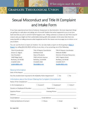 Fillable Online gtu Sexual Misconduct and Title IX Complaint and Intake Form Fax Email Print ...