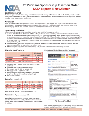 Fillable Online nsta 2015 Online Sponsorship Insertion Order NSTA Express ENewsletter EDITORIAL ...