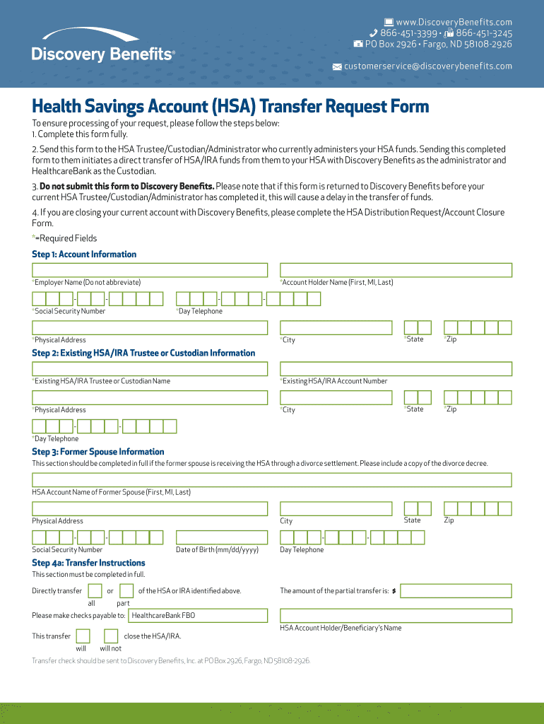 Fillable Online fortworthtexas Health Savings Account HSA Transfer ...