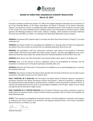 Fillable Online BOARD OF DIRECTORS UNANIMOUS CONSENT RESOLUTION Fax ...