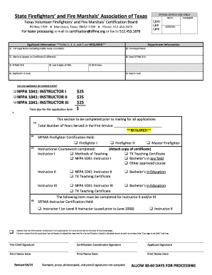 Fillable Online sffma Application - State Firefighters and Fire ...