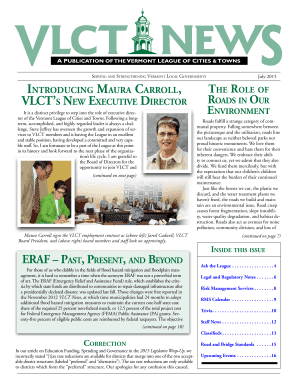 Fillable Online vlct VLCT News 2015-07 - Vermont League of Cities and ...