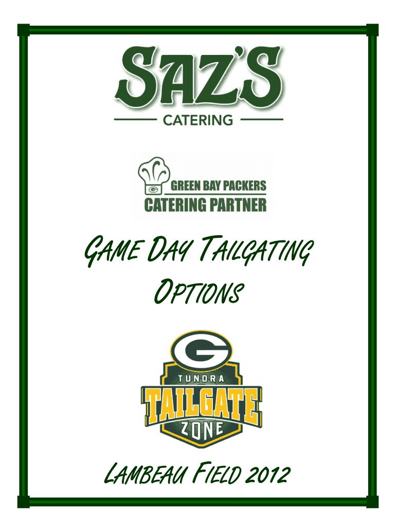 Fillable Online GAME DAY TAILGATING Fax Email Print - pdfFiller
