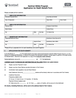 Fillable Online Application for Death Benefit - USI Consulting Group ...