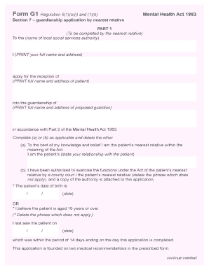 Fillable Online mentalhealthlaw co Form G1 section 7 - guardianship ...