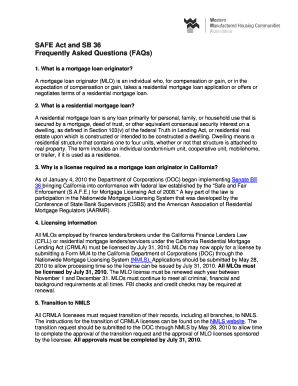 Fillable Online wma SAFE Act and SB 36 Fax Email Print - pdfFiller