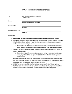 Fillable Online ccah-alliance POLST Form POLST - ccah-alliance Fax ...