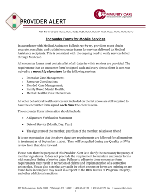 Fillable Online Encounter Forms for Mobile Services Fax Email Print ...