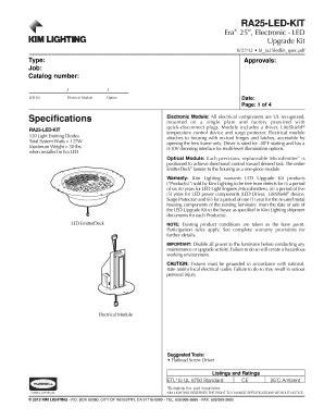 Fillable Online RA25-LED-KIT - Kim Lighting Fax Email Print - pdfFiller