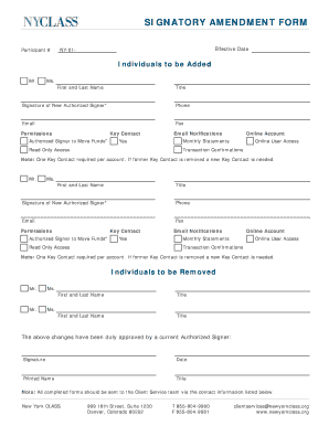Fillable Online newyorkclass Authorized Signatory Amendment Form Fax ...