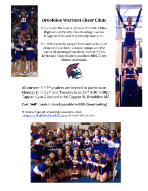 Fillable Online Brookline Warriors Cheer Clinic - Edward Devotion ...