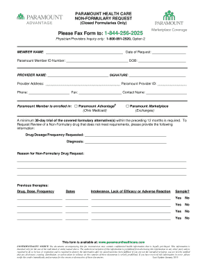 Fillable Online PARAMOUNT HEALTH CARE Fax Email Print - pdfFiller