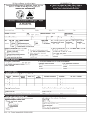 Fillable Online Confidential Communicable Disease Report Part 1 - Epi Fax Email Print - pdfFiller