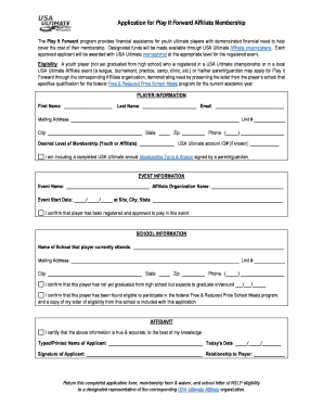 Fillable Online usaultimate Player Application Form - USA Ultimate Fax ...