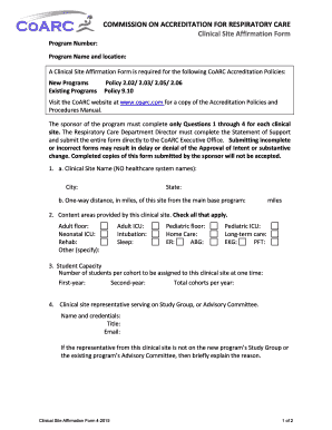 Fillable Online Clinical Site Affirmation Form Fax Email Print - pdfFiller