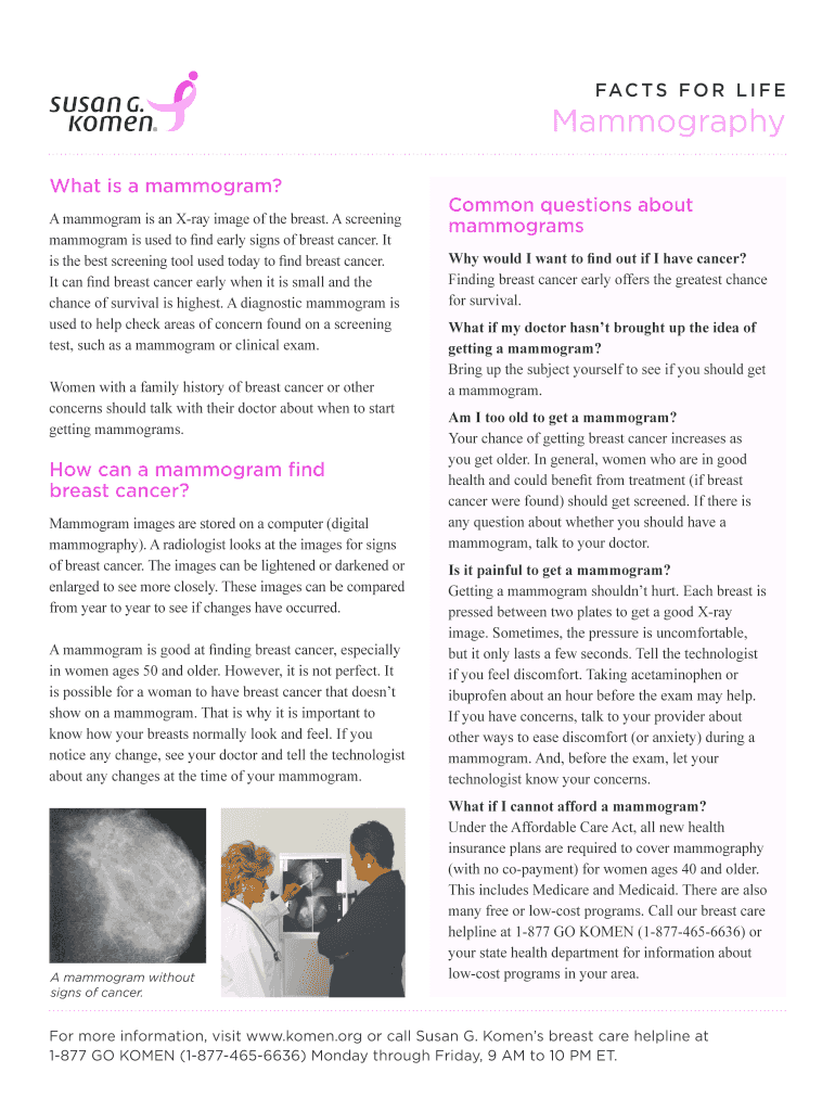 Fillable Online A mammogram is an X-ray image of the breast Fax Email ...