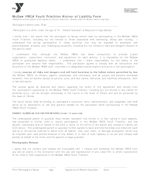 Fillable Online mcgawymca McGaw YMCA Youth Triathlon Waiver of ...