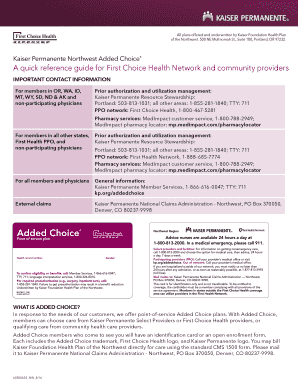 Fillable Online Kaiser Permanente Northwest Added Choice Fax Email ...