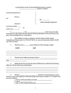 Fillable Online CHILD CUSTODY AFFIDAVIT Fax Email Print - pdfFiller