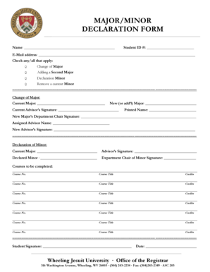 Fillable Online wju MAJOR/MINOR DECLARATION FORM Name: Student ID ...