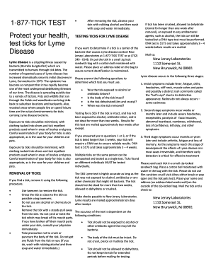 Fillable Online 1-877-TICK TEST Protect your health TESTING TICKS Fax ...