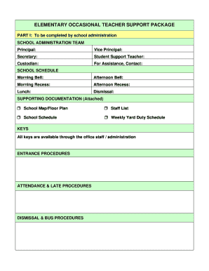 Fillable Online ELEMENTARY OCCASIONAL TEACHER SUPPORT PACKAGEdoc Fax ...