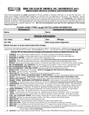 Fillable Online Tech form - BMW CCA Oktoberfest - BMW Car Club of ...