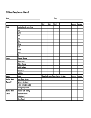 Fillable Online gswny Girl Scout Daisy- Record of Awards Fax Email ...
