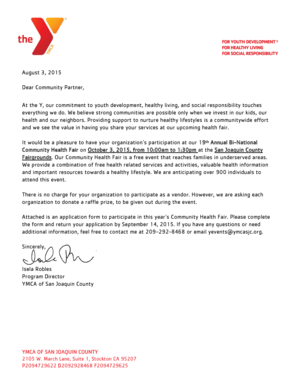 Fillable Online ymcasjc August 3, 2015 Dear Community Partner, At the Y ...