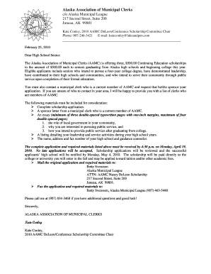 Fillable Online High School Scholarship Student Letter Fax Email Print ...