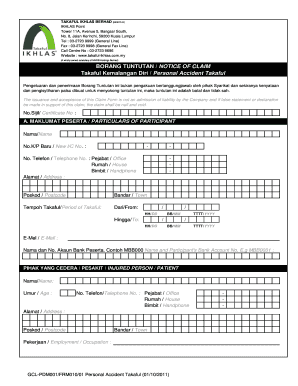 Takaful Ikhlas Claim Form - Fill Online, Printable, Fillable, Blank ...