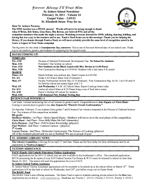Fillable Online St Elizabeth - St Isidore School Fax Email Print ...