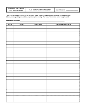 Fillable Online Alcoholics Anonymous AA Sign-In Sheet - City of Inkster ...