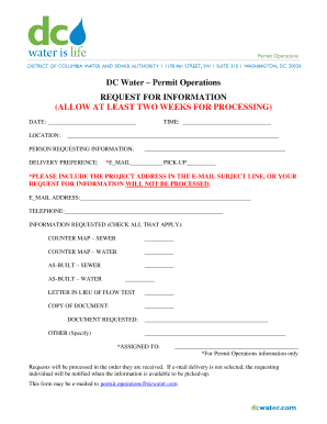 Fillable Online DC Water Request for Information Form Fax Email Print ...