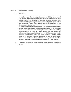 Fillable Online Maximum Lot Coverage Fax Email Print - pdfFiller