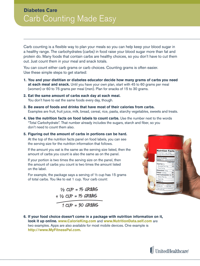 Fillable Online Carb Counting Made Easy Fax Email Print - pdfFiller