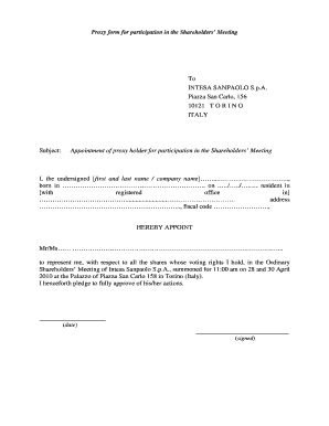 Fillable Online Proxy form for participation in the Shareholders ...