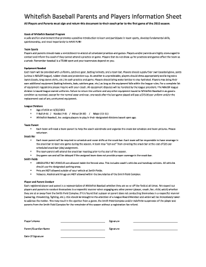Fillable Online Whitefish Baseball Parents and Players Information ...