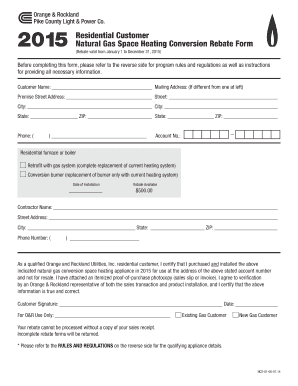 Fillable Online Residential Customer - Natural Gas Space Heating Conversion Rebate Form ...