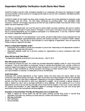 Fillable Online Dependent Eligibility Verification Audit Starts Next ...