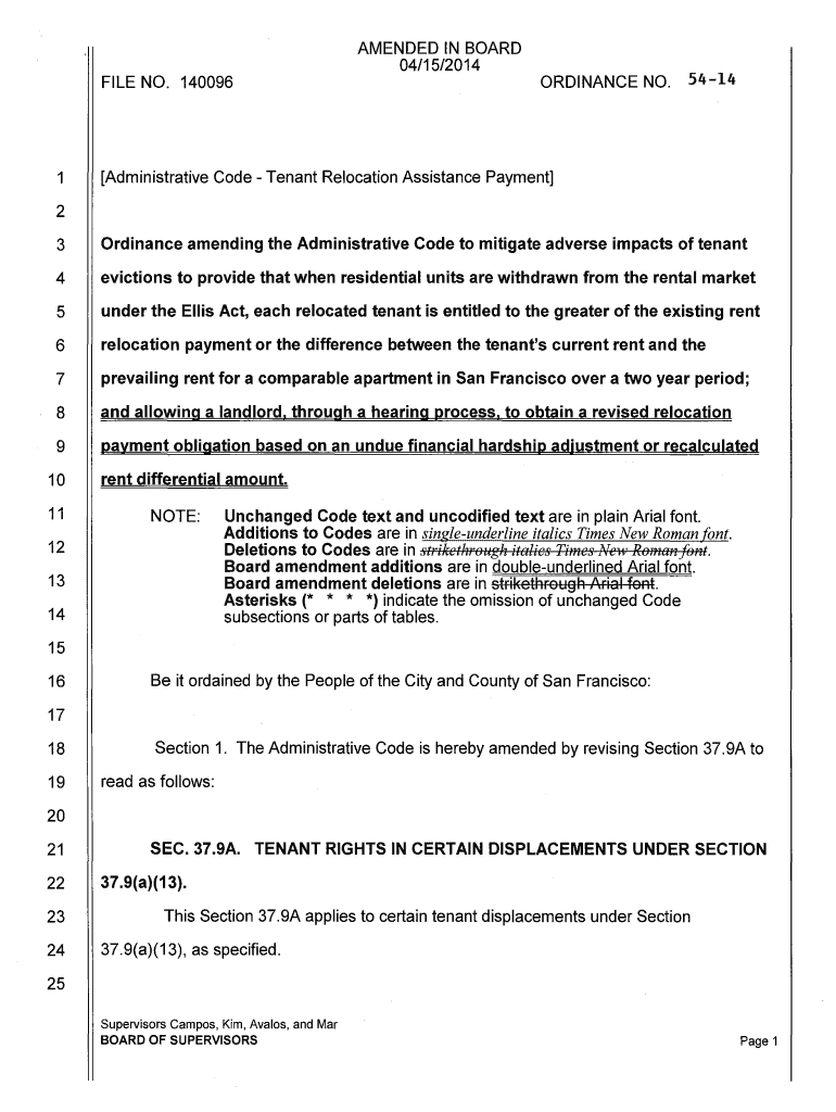 Fillable Online Administrative Code - Tenant Relocation Assistance ...