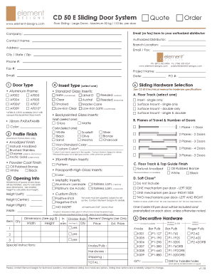 Fillable Online Quote Order Form - Sliding Door System CD50E - Element ...