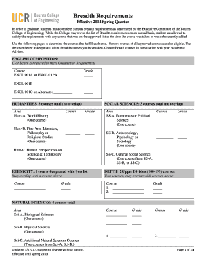 Fillable Online student engr ucr Breadth Requirements - student engr ...