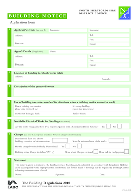Fillable Online north-herts gov Building Notice Application Form ...